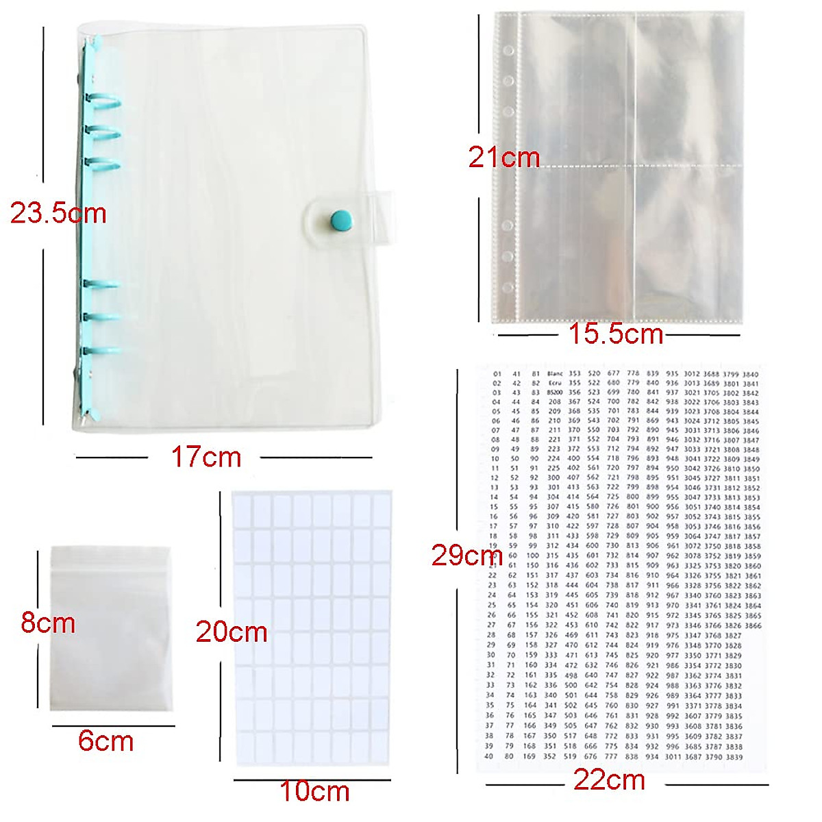 mollensiuer 1Pc Diamond-Paint Beads Storage Book Diamond-Paint Tools Kit Diamond-Paint Storage Diamond Container with Pockets, Self-Sealing Bags, Binder Pockets, Diamond-Paint Number Stickers, Blue