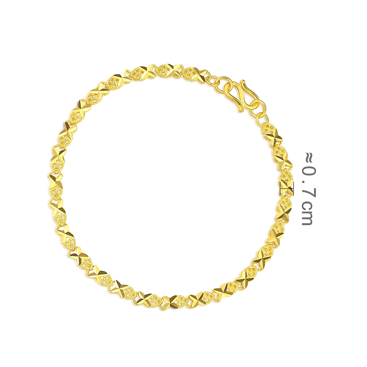 CHOW SANG SANG 999.9 24K Solid Gold Price-by-Weight 7.11g Gold Bracelet for Women 91555B | 6.6", (17 CM)