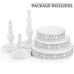 Lyellfe Set of 3 White Cake Stand, Metal Dessert Display Set, Decorative Cupcake Stand for Baby Shower, Birthday Party, Wedding, Afternoon Tea, Festival