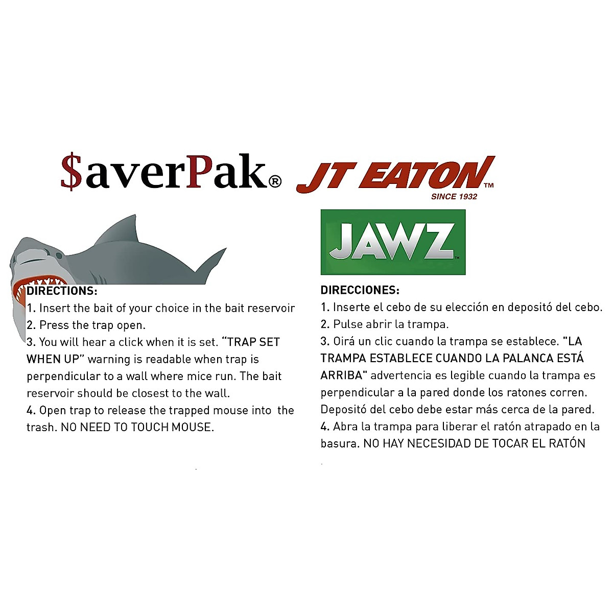 $averPak 2 Pack - Includes 2 JT Eaton Jawz Rat and Chipmunk Traps for use with Solid or Liquid Baits