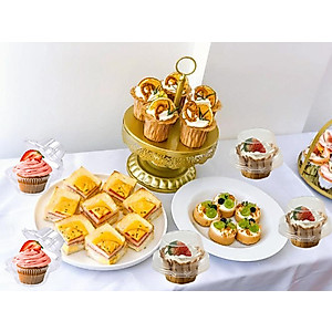 Mistari 50 Pack Individual Cupcake Containers Plastic Cupcake Boxes Disposable Cupcake Holders Stackable Deep Dome Cupcake Carrier with Airtight Dome Lid, BPA Free, Clear