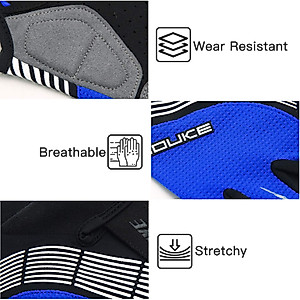Souke Sports Cycling Bike Gloves Padded Half Finger Bicycle Gloves Shock-Absorbing Anti-Slip Breathable MTB Road Biking Gloves for Men/Women Blue Large