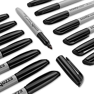 Permanent Markers Bulk, EZZGOL 72 Pack Black Permanent Marker Set, Fine Tip, Waterproof Markers, Premium Smear Proof Pens, Waterproof, Quick Drying, Office Supplies for School, Office, Home