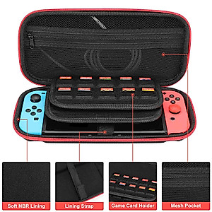 Moon Wolf Carrying Case for Nintendo Switch Portable Hard Shell Pouch Travel Game Bag for Accessories Holds Game Cartridge