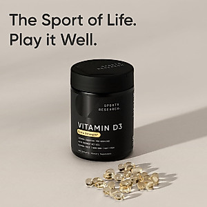 Sports Research Vitamin D3 5000 IU with Coconut MCT Oil - High Potency Vitamin D Supplement for Immune & Bone Support - Non-GMO Verified, Gluten & Soy Free – 125mcg, 360 Liquid Softgels