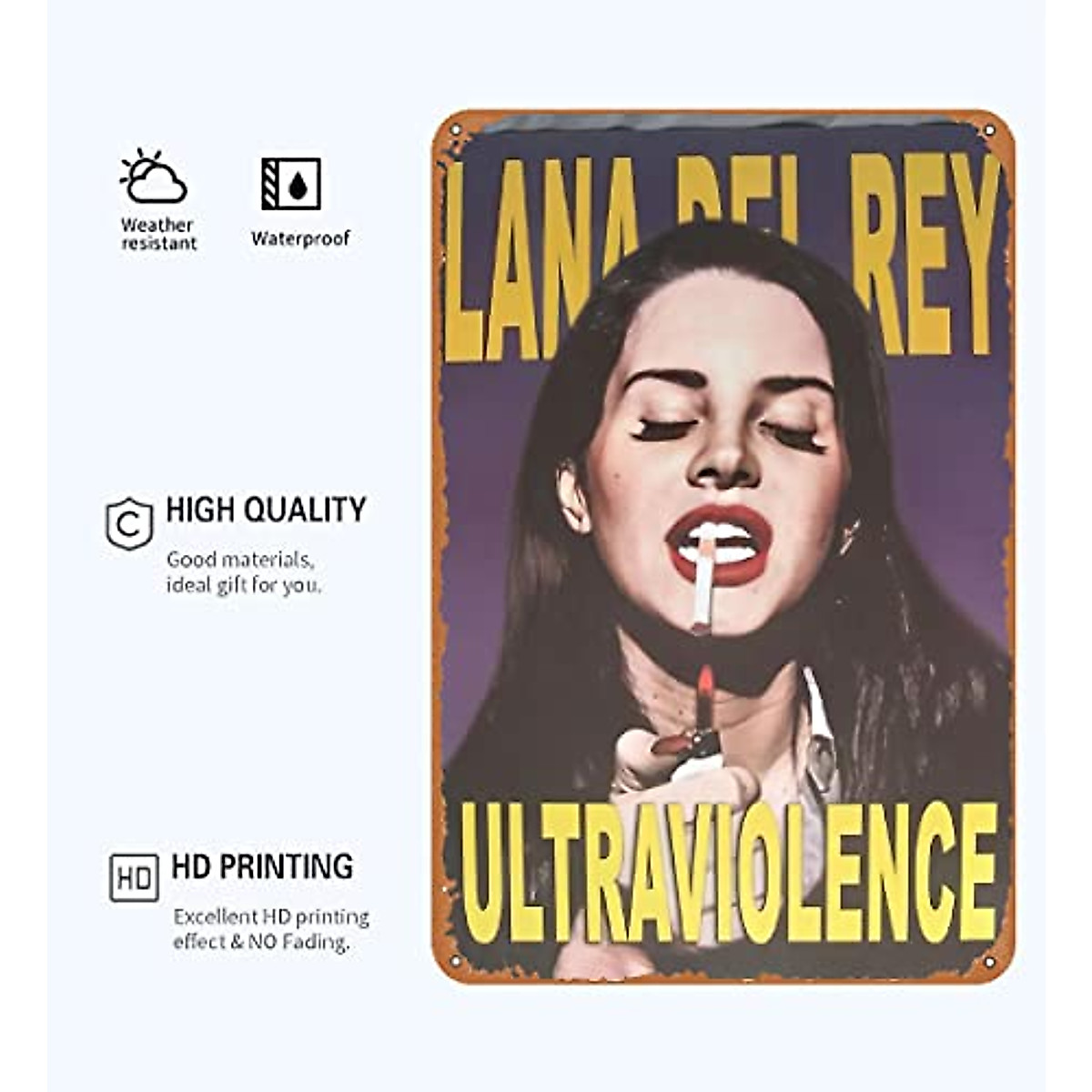 Charcasus Metal Tin Sign Lana Del Rey Ultraviolence Music Metal Poster Room Wall Bedroom Decor Wall Art 8 X 12 Inch