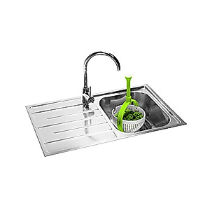 Dreamfarm Spina | Easy-To-Use Salad Spinner | Non-Scratch, Nylon Spinning Colander | Lettuce Spinner | Colander with Collapsible Handle | White & Green
