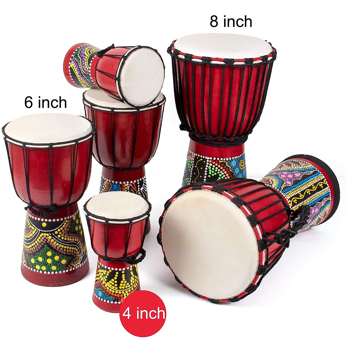 Kmise Djembe African Hand Drum Mini Djembe Mahogany Standard Goat Skin Drumhead (4 inch)