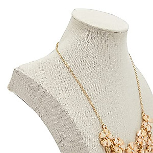 12 Inch Linen Jewelry Display Bust, Necklace Mannequin Holder Stand for Retail Stores and Trade Shows (Beige)