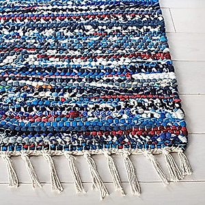SAFAVIEH Rag Rug Collection 2' x 3' Blue/Multi RAR128B Handmade Boho Stripe Cotton Accent Rug