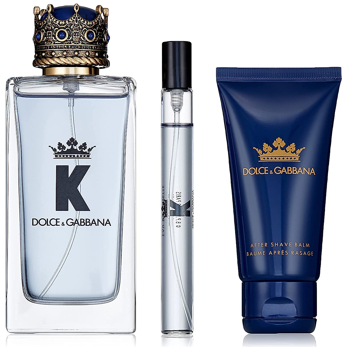 DOLCE & GABBANA K for Men 3-Piece Gift Set (3.4 Ounce Eau De Toilette Spray +1.6 Ounce After Shave Balm+0.33 Ounce Eau De Toilette Spray), multi color