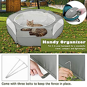 VavoPaw Small Animals Playpen, Waterproof Breathable Indoor Pet Cage Tent with Zipper Cover, Portable Outdoor Exercise Yard Fence for Kitten Hamster Bunny Squirrel Guinea Pig Hedgehog, Gray