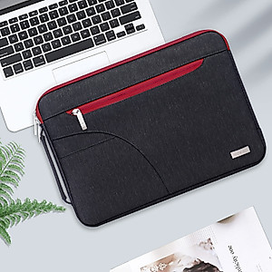 MOSISO Laptop Shoulder Bag Compatible with MacBook Air/Pro, 13-13.3 inch Notebook, Compatible with MacBook Pro 14 inch M3 M2 M1 2023-2021,Polyester Briefcase Sleeve with Front Arc Pocket, Red