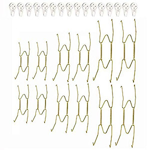 Fasunry 12 Pack Plate Hangers, 8 10 12 Inch Wall Plate Hangers and 16 Pack Wall Hooks, Compatible 7.5 to 12.5 Inch Decorative Plates, Antique China, Antique Plates and Arts