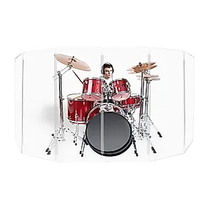 PENNZONI Drum Shield 5ft w/Living Hinges, Comes w/ 6 Drum Panels & Living Hinges, Premium Clear Acrylic Panels, Drum Screen