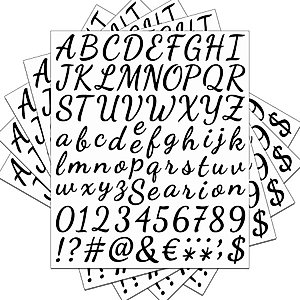 10 Sheets 840 Pcs Black Vinyl Self Adhesive Letter Stickers Alphabet Sticker DIY Number Letter Decal Outdoor Mailbox Letters Sticky Letters for Water Bottles Crafts Kitchen Signs Grad Cap Poster Board