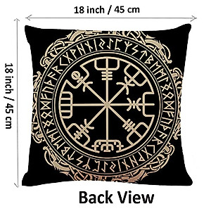 Ofocam Decorative Square Throw Pillow Covers Black Celtic Viking Couch Sofa Bed Pillow Covers Cushion Cases 18x18 inch