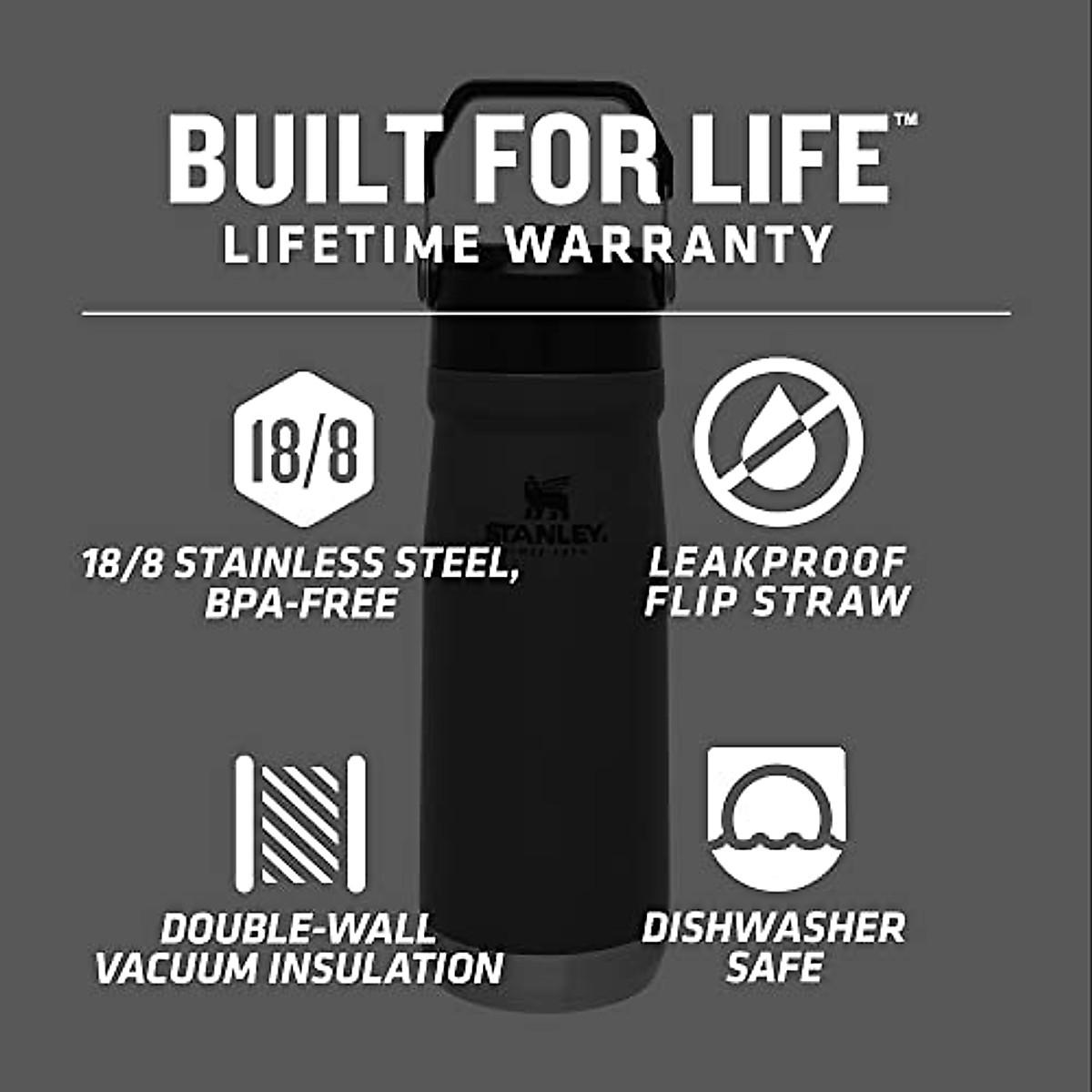 Stanley IceFlow Stainless Steel Water Jug with Straw, Vacuum Insulated Water Bottle for Home and Office, Reusable Tumbler with Straw Leak Resistant Flip