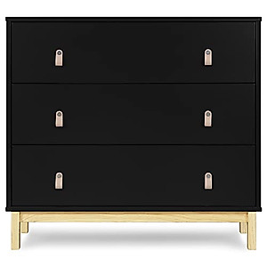 babyGap by Delta Children Legacy 3 Drawer Dresser with Leather Pulls - Greenguard Gold Certified, Ebony/Natural