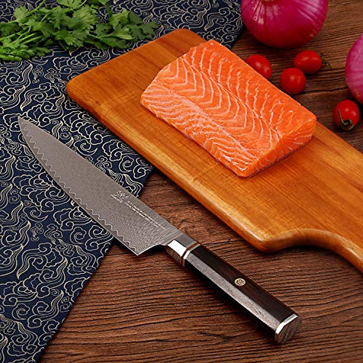 FAMCÜTE 8" Chef's Knife, Made of 67 Layers Damascus w/Octago Indonesian Ebony Handle Professional Japanese Gyuto Knife have Razor Sharp and Superb Edge Retention