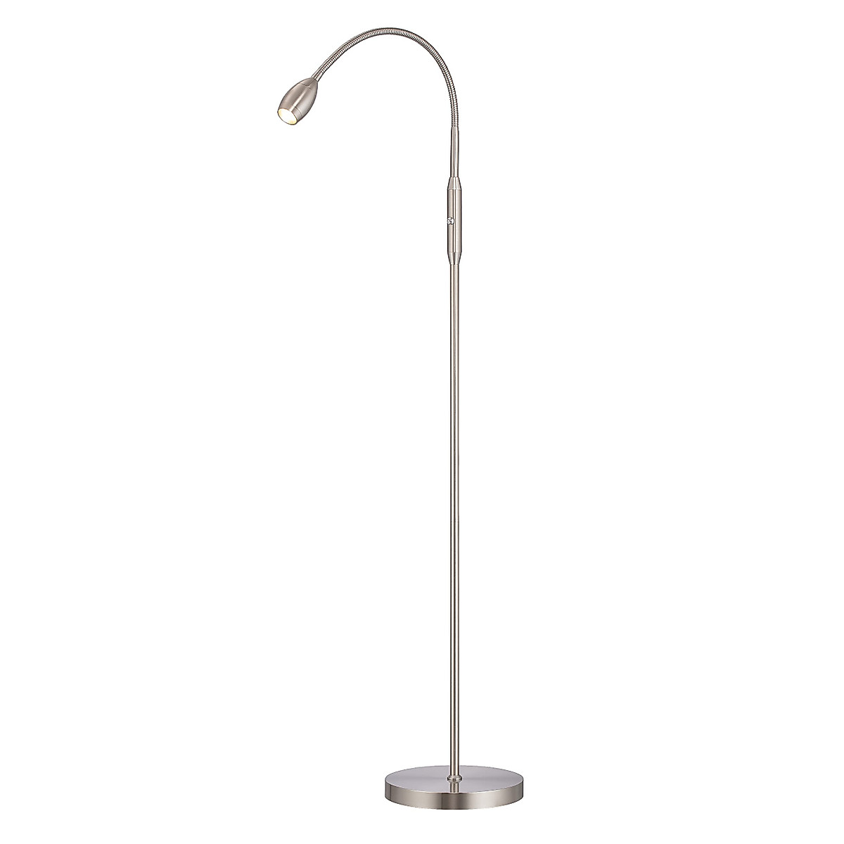 O’Bright Ray – Adjustable LED Beam Floor Lamp, Dimmable and Zoomable Spotlight, Flexible Gooseneck, Reading/Crafting Standing Lamp, Work Table Light, Brushed Nickel