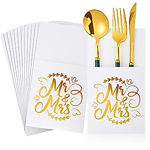24 Pcs Silverware Bag Utensil Holder Cutlery Pouch Bags Utensil Napkin Holders Knife Fork Tableware Bags for Wedding Vintage Rustic Party Country Restaurant Table Setting Decoration 4.15 x 7.5 Inch