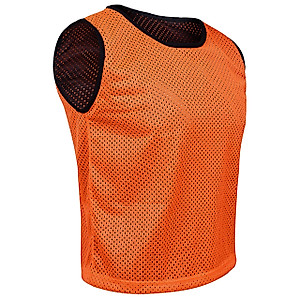 Athllete Reversible Basketball Jersey (Set of 6 + Free Carry Bag) Basketball Jerseys, Youth Basketball Jersey (Flame Orange/Black 6 Jerseys, Small)