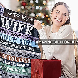 Tapesb to My Wife Blanket Anniversary Romantic Gifts for Wife Birthday Gift from Husband for Wives Throw Blanket with Pillow Covers Valentine Day Blanket Gifts