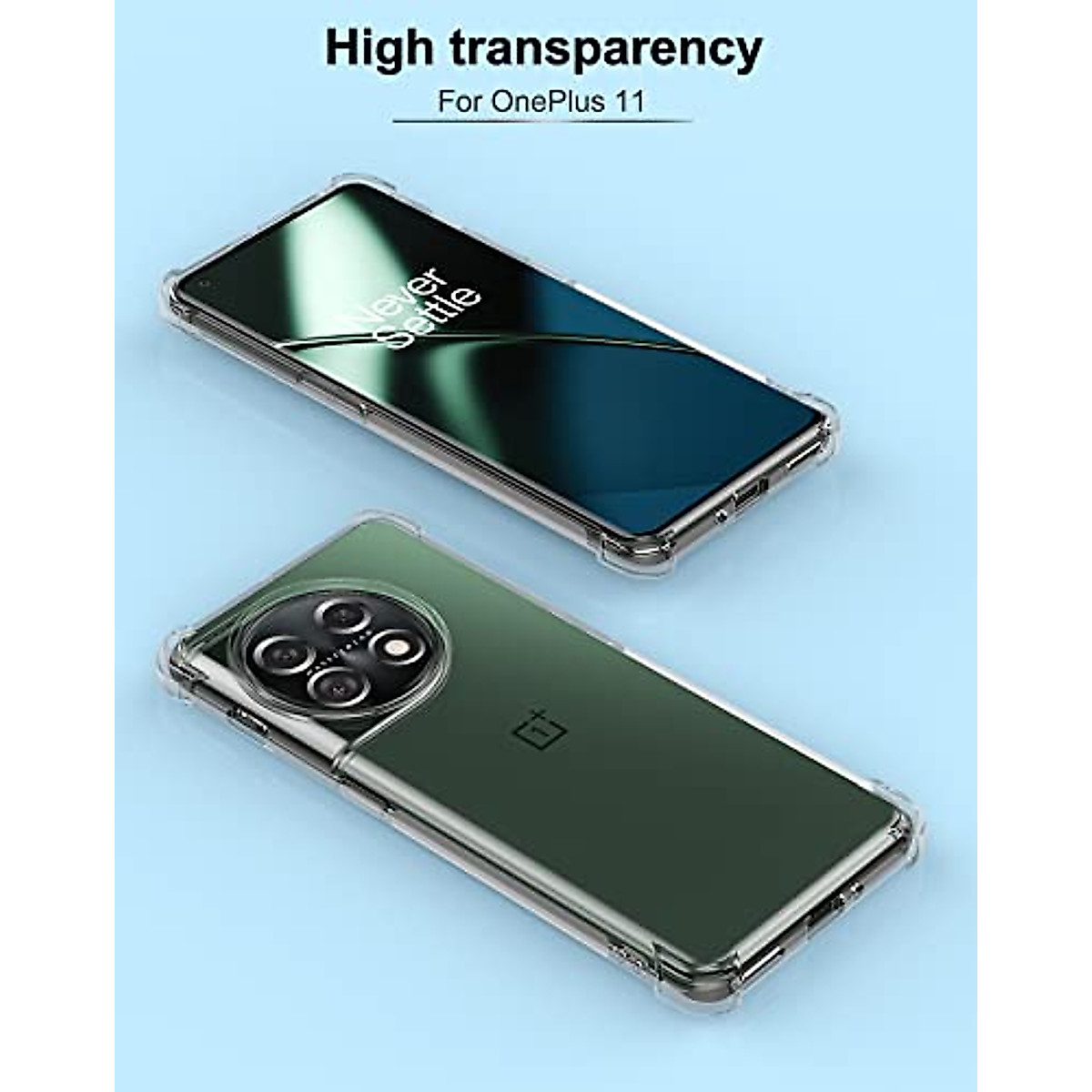 Foluu for OnePlus 11 Case, for OnePlus 11 Phone Case Clear, Scratch Resistant Reinforced Corners TPU Rubber Soft Skin Silicone Protective Case Cover for OnePlus 11 2023 (Crystal Clear)