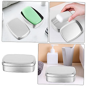 Alipis Box Aluminum Box Organizer Box with Lid Soap Holder with Lid Travel Soap Aluminum Cream Box Aluminium Soap Holder Bar Soap Container Metal Silver Square Box Mini Soaps