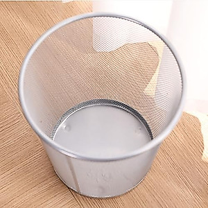 Metal Wastebasket, Mesh Trash Can Round Garbage Bin with Open Top for Home Office, 9.06 x 10.24 x 7.28