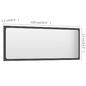 YELWHI Bathroom Mirror Gray 39.4"x0.6"x14.6" Engineered Wood,Modern Contemporary Acrylic Wall Mirror: Style and Functionality for Your Bathroom Bath Vanities, Bathroom Improvement