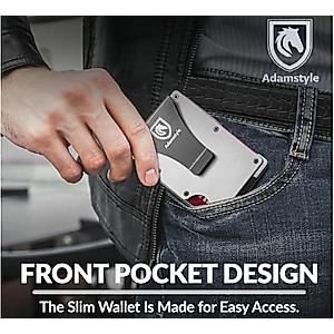 Adamstyle Minimalist Slim Wallet for Men - Mens Metal Compact Wallets - Rfid Blocking Credit Card Holder with Money Clip