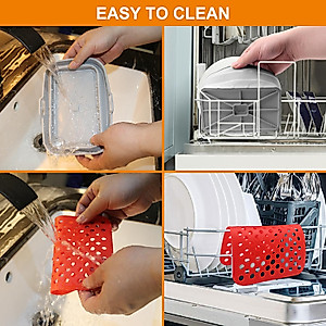 2pcs Air Fryer Silicone Liners Pot with 2pcs Air Fryer Mats & 2pcs Brush for Ninja Food Dualzone DZ401 DZ201 Air Fryer