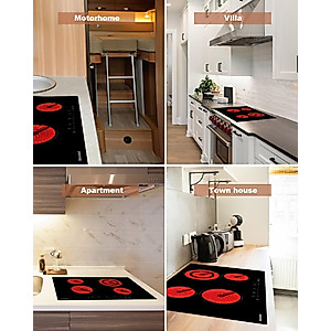 Weceleh Electric Cooktop 30 Inch, Built-in Ceramic Cooktops 6400W, Electric Stove Top with 4 Electric Burners, 9 Heating Level, Kid Safety Lock, Sensor Touch Control, 99Mins Timer, 220-240V (NO PLUG)