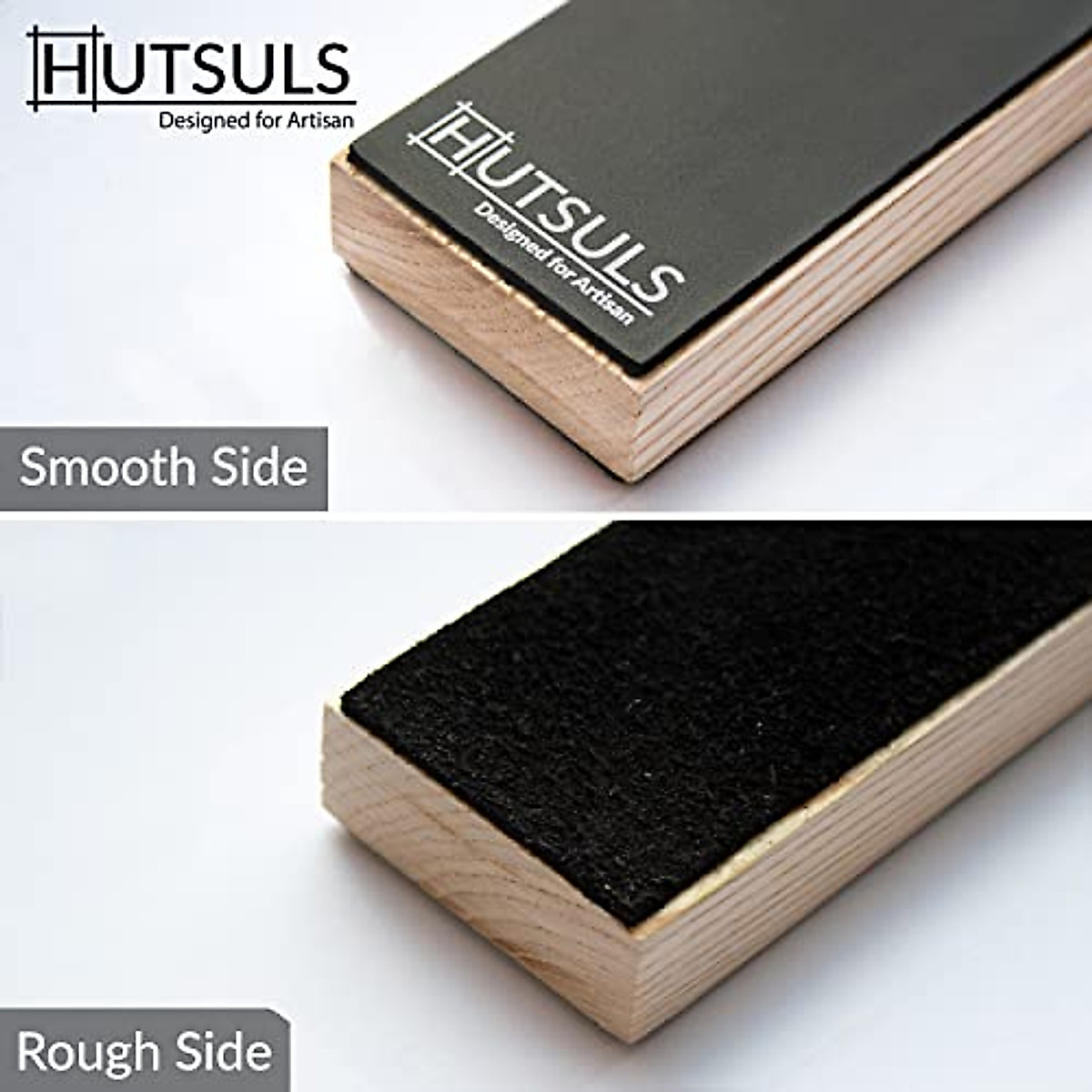 Hutsuls Leather Strop for Knife Sharpening - Get Razor-Sharp Edges with 3" x 9" Double Sided Paddle Strop Block, Easy to Use Knife Strop with Ergonomic Handle & Stropping Leather Knife Sharpener Guide