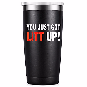 KIKERRO You Just Got Litt Up 20oz Stainless Steel Insulated Tumbler Cup Mug, Inspired by The Tv Show Suits Merchandise, Funny Gift for Suits Tv Show Fans, Birthday Christmas Gits, 20oz Black