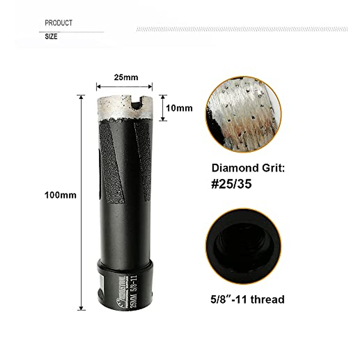 SHDIATOOL 1 Inch Granite Hole Saw Plus SDS Adapter for Marble Hard Stone Bricks