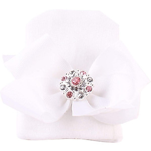 DRESHOW BQUBO Newborn Hospital Hat Infant Baby Hat Cap with Big Bow Soft Cute Knot Nursery Beanie
