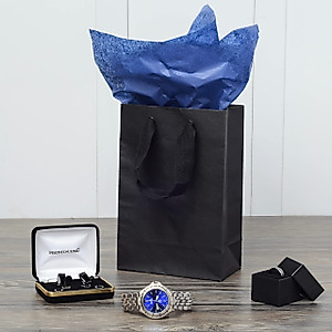 Prime Line Packaging 6x3x9 50 Pack Mini Black Gift Bags with Handles Small, Party Gift Bags, Kraft Paper Gift Bags Bulk for Small Business, Boutique