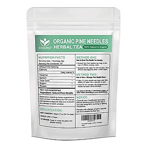 Organic Dried Pine Needle Tea Bags - Pine Needle Herbal Tea for Immune Support & Antioxidant, Caffeine Free, Natural Suramin, 30 Tea bags