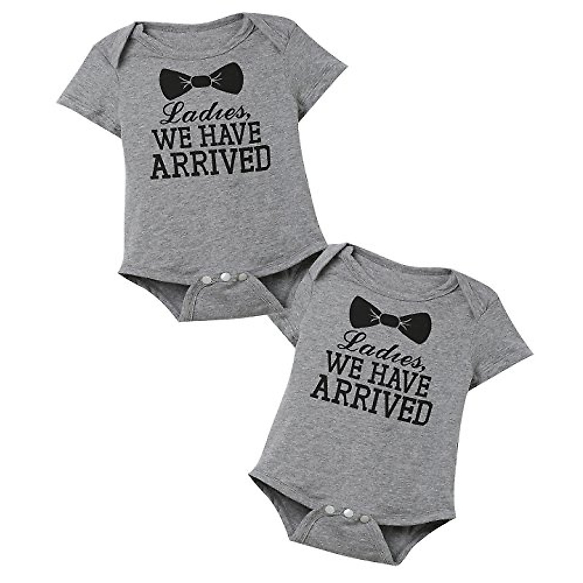 bakjuno Newbron Gentleman Rompers Baby Boy Bodysuits Cute Twins Romper (Gray02, 0-3 Months)