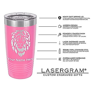 LaserGram 20oz Vacuum Insulated Tumbler Mug, Unicorn, Personalized Engraving Included (Pink)