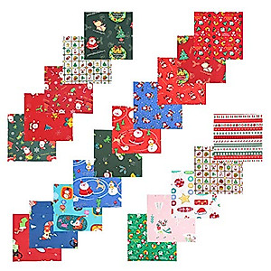 Fabric Fabric Christmas Fabric Bundles Sewing Craft Square Patchwork Printed Fabric Scraps Quilting Sewing Fabric for DIY Christmas 20Pcs Quilting Quilted