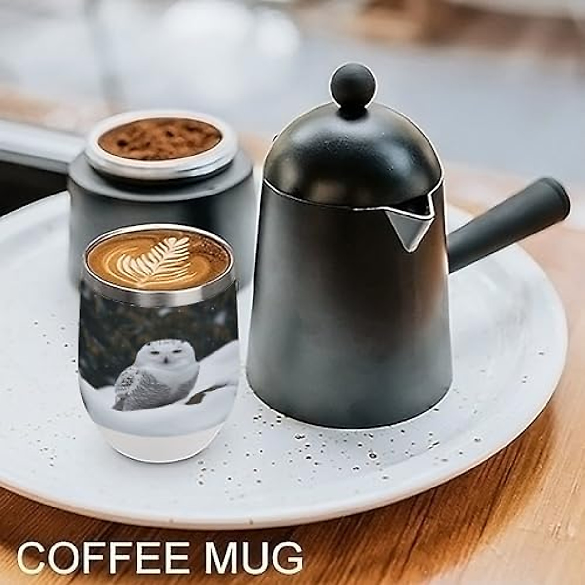 WYUSPGK 304 Stainless Steel Insulated Cup, Snow Owl Print Smooth Rim, Durable & Reusable - Perfect for Office, Home, And Travel