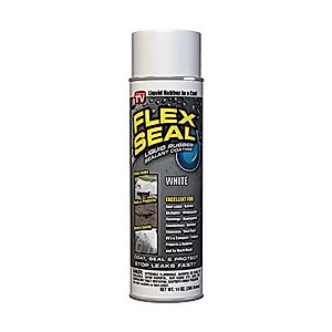 Flex Seal, 14 oz, White, Stop Leaks Instantly, Waterproof Rubber Spray On Sealant Coating, Perfect for Gutters, Wood, RV, Campers, Roof Repair, Skylights, Windows, and More