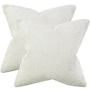 WLNUI Beige Pillow Covers 18x18 Inch Set of 2 Luxurious Chenille Throw Pillow Covers Decorative Square Cushion Case for Couch Sofa Bed Living Room Farmhouse Decorations