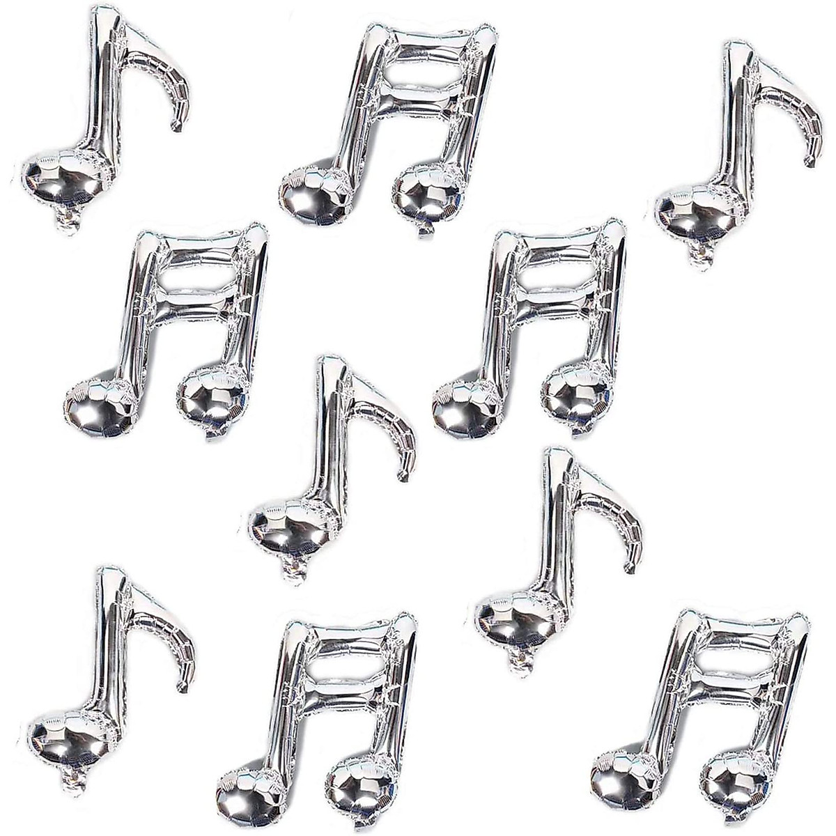 10 PCS Musical Note Aluminum Foil Balloons Guitar Silver Happy Birthday Music Balloons Banner Music Party Decorations for Music Themed Party, Birthday, Home Outdoor Party, Celebrations
