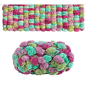 4 Balls Pomp-A-Doodle Yarn,100% Polyester Jelly Bean POM-POM Ball Yarn for Crochet Knitting Blanket Mat Pet Nest 600g (Gorgeous Grape)