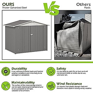 TOLEAD Metal Outdoor Storage Shed 6FT x 4FT, Outside Storage Unit with Triangular Roof & Lockable Door, Steel Utility Tool Shelter for Backyard Garden Patio Lawn, Dark Grey…